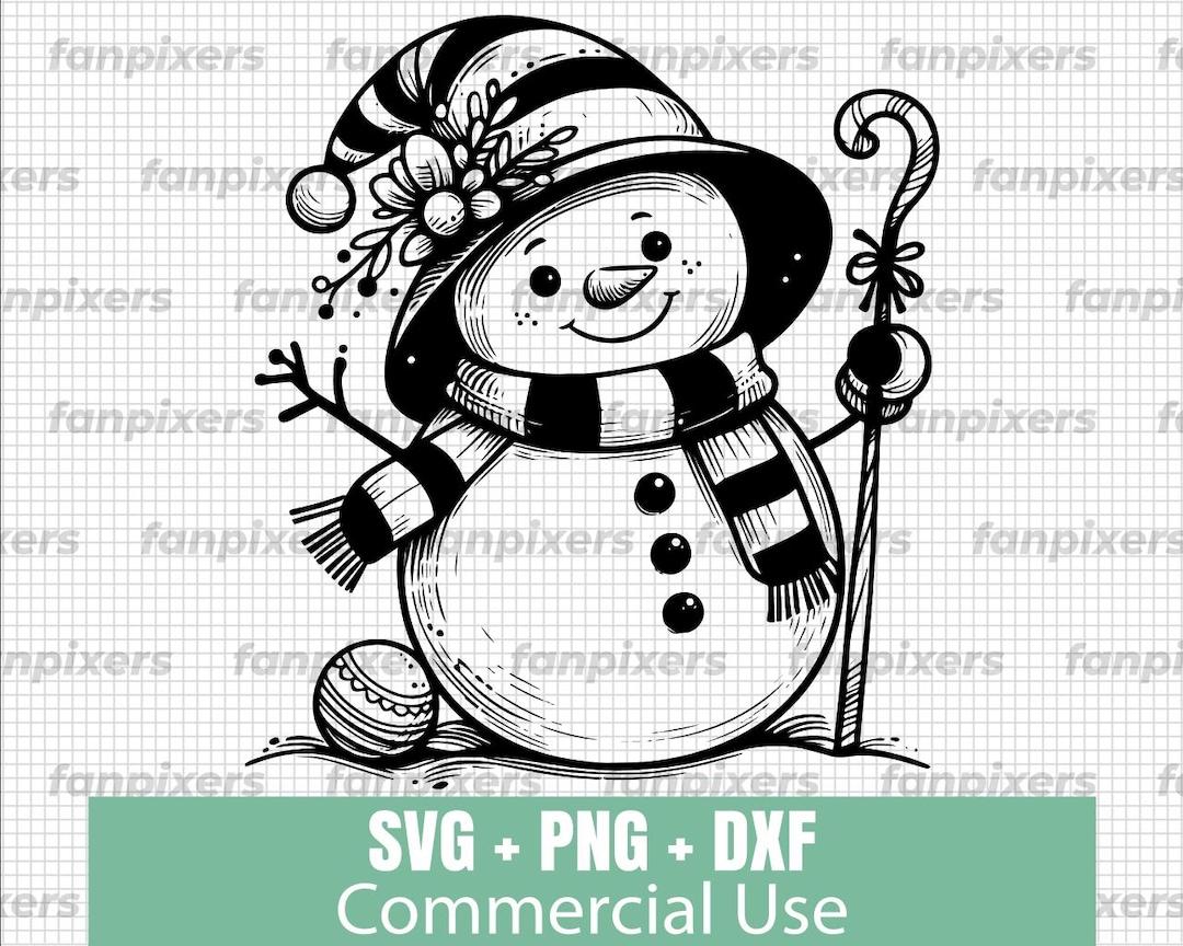 Adorable Cute Snowman SVG, PNG, DXF for Commercial Use Digital Download ...
