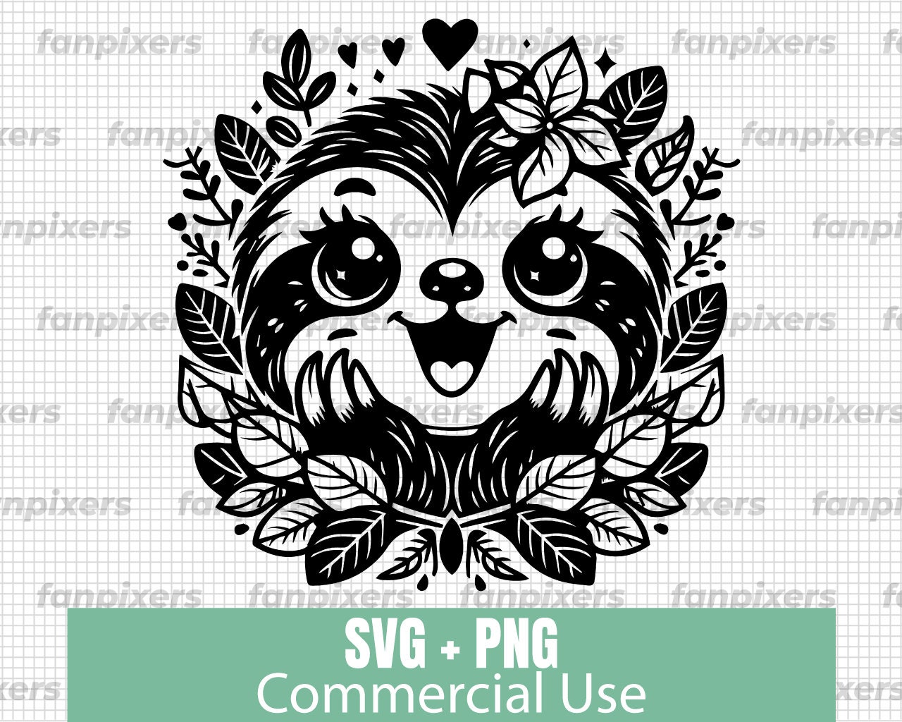 Cute Baby Sloth SVG PNG, Botanical Sloth Svg, Cute Baby Sloth Svg, SVG ...