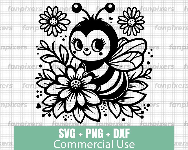 Floral Bee SVG, PNG, DXF, Commercial Use (digital Download) - Etsy