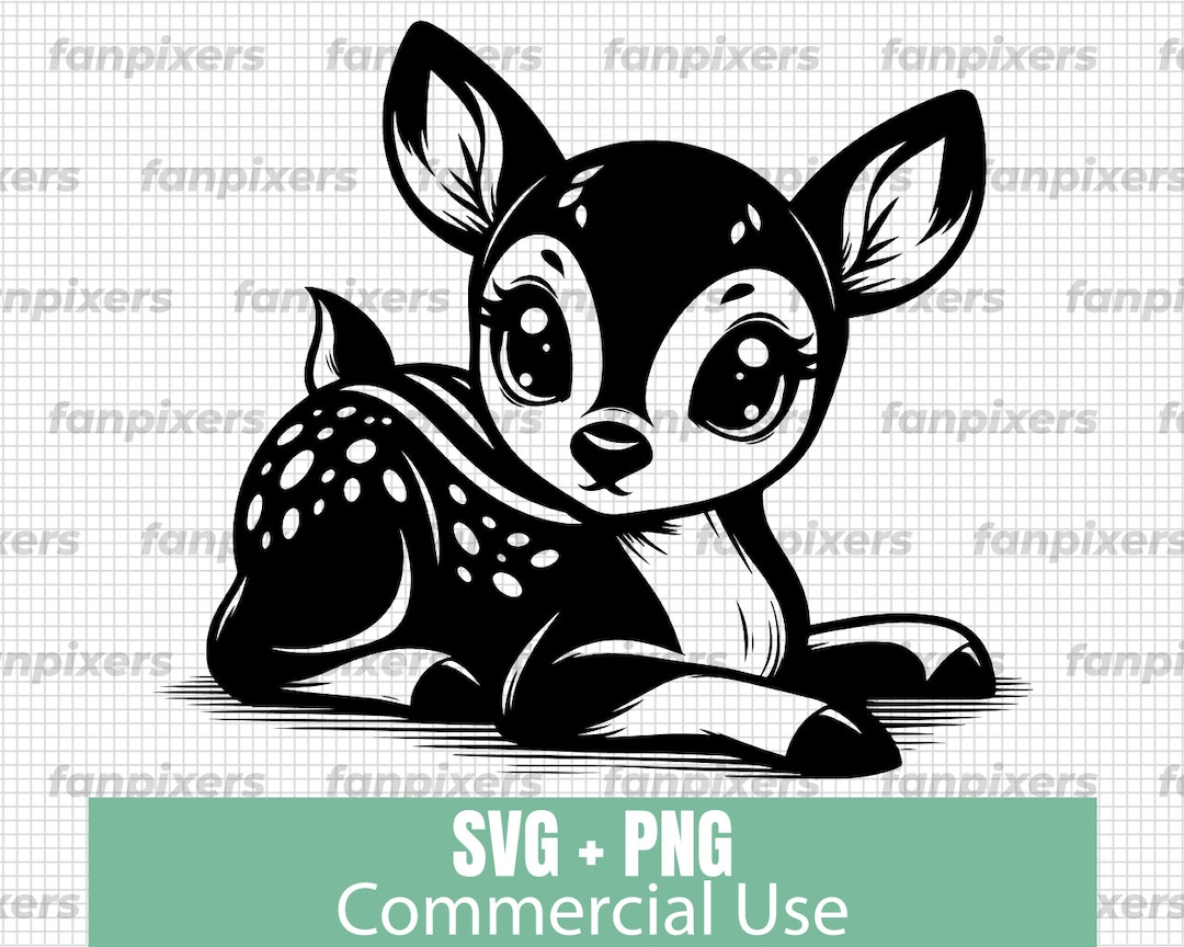 Cute Fawn Sitting SVG and PNG, Perfect for Commercial Use. Digital ...