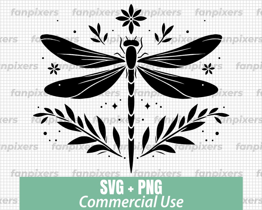 Dragonfly Flowers SVG PNG, Floral Dragonfly Svg, Dragonfly Clipart ...
