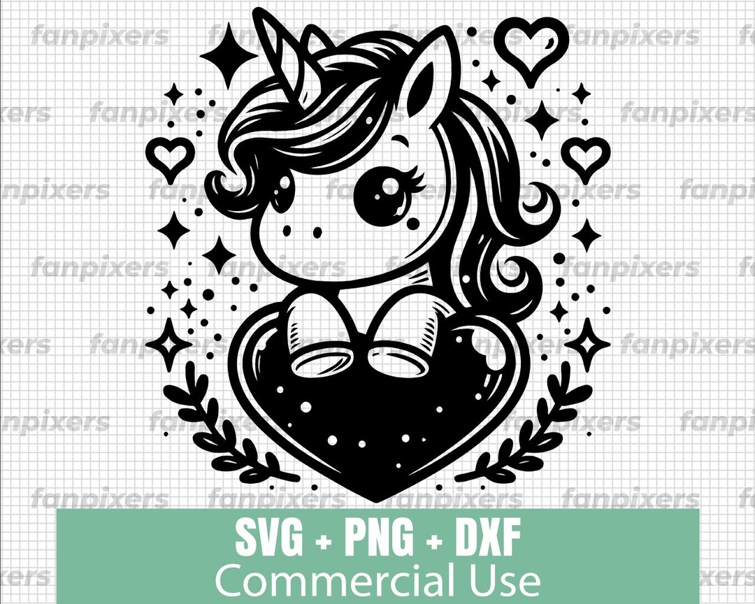 Enchanting Unicorn Heart SVG, PNG, DXF for Commercial Use. Perfect ...