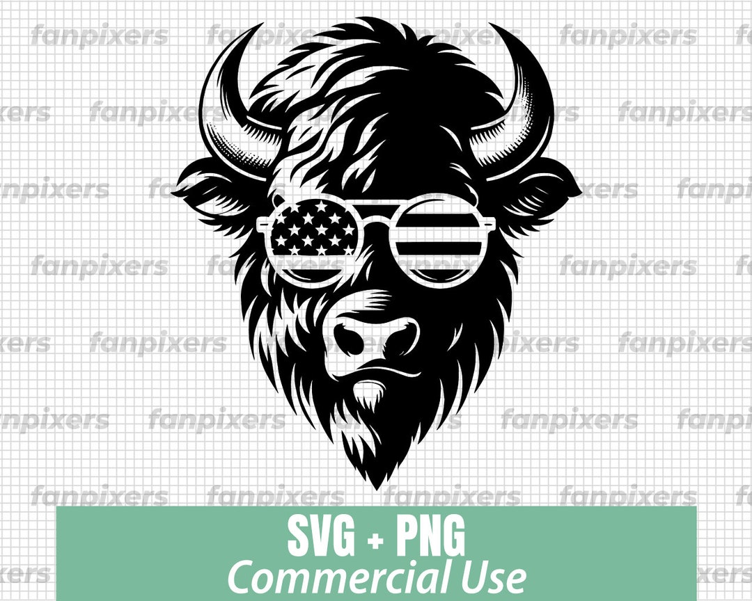 American Bison SVG PNG, Bison Svg, Cute Bison Svg, American Flag Svg ...