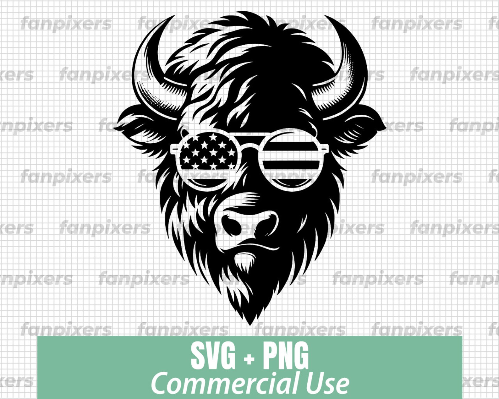 American Bison SVG PNG, Bison Svg, Cute Bison Svg, American Flag Svg ...