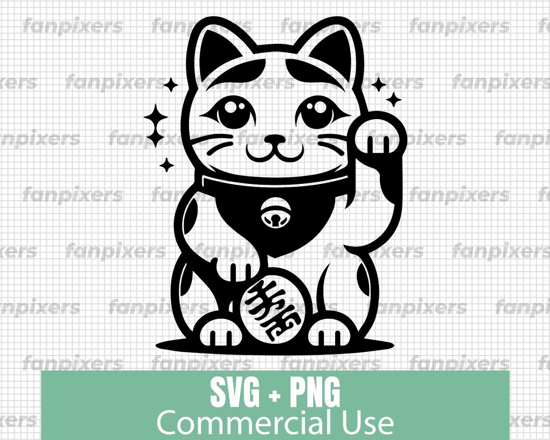 Cute Maneki-neko Japanese Lucky Cat SVG PNG, Lovely Cat Svg, Cute Baby ...