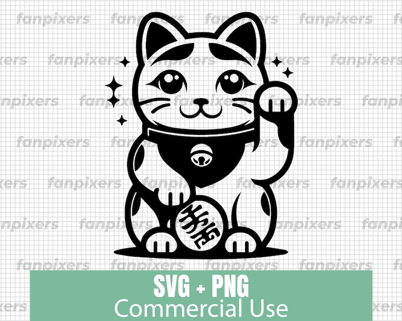 Maneki Neko SVG: Lucky Cat Clipart, Commercial Use (digital Download ...