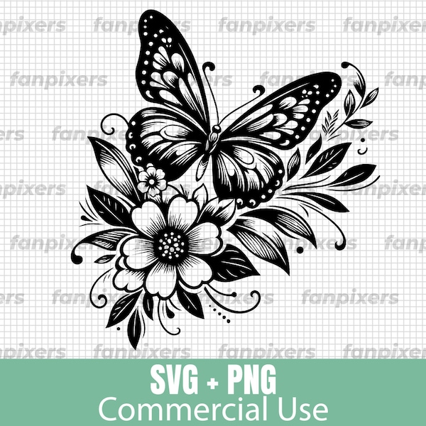 Butterfly Flower Svg - Etsy