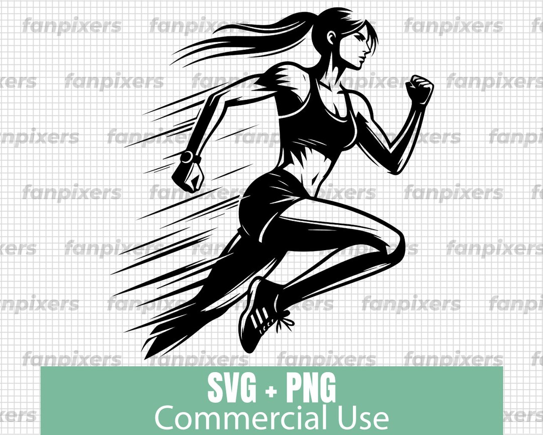 Running Woman SVG and PNG, Sport Perfect for Commercial Use, Digital ...