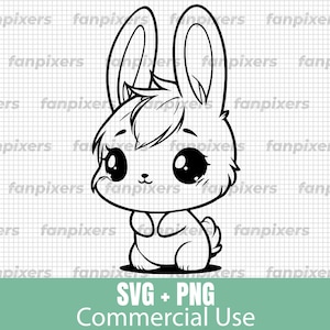 Cute Chibi Rabbit SVG and PNG for Commercial Use, Perfect for Digital ...