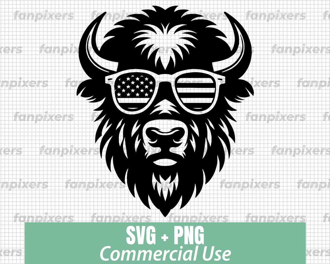 American Bison SVG PNG, Bison Svg, Cute Bison Svg, American Flag Svg ...