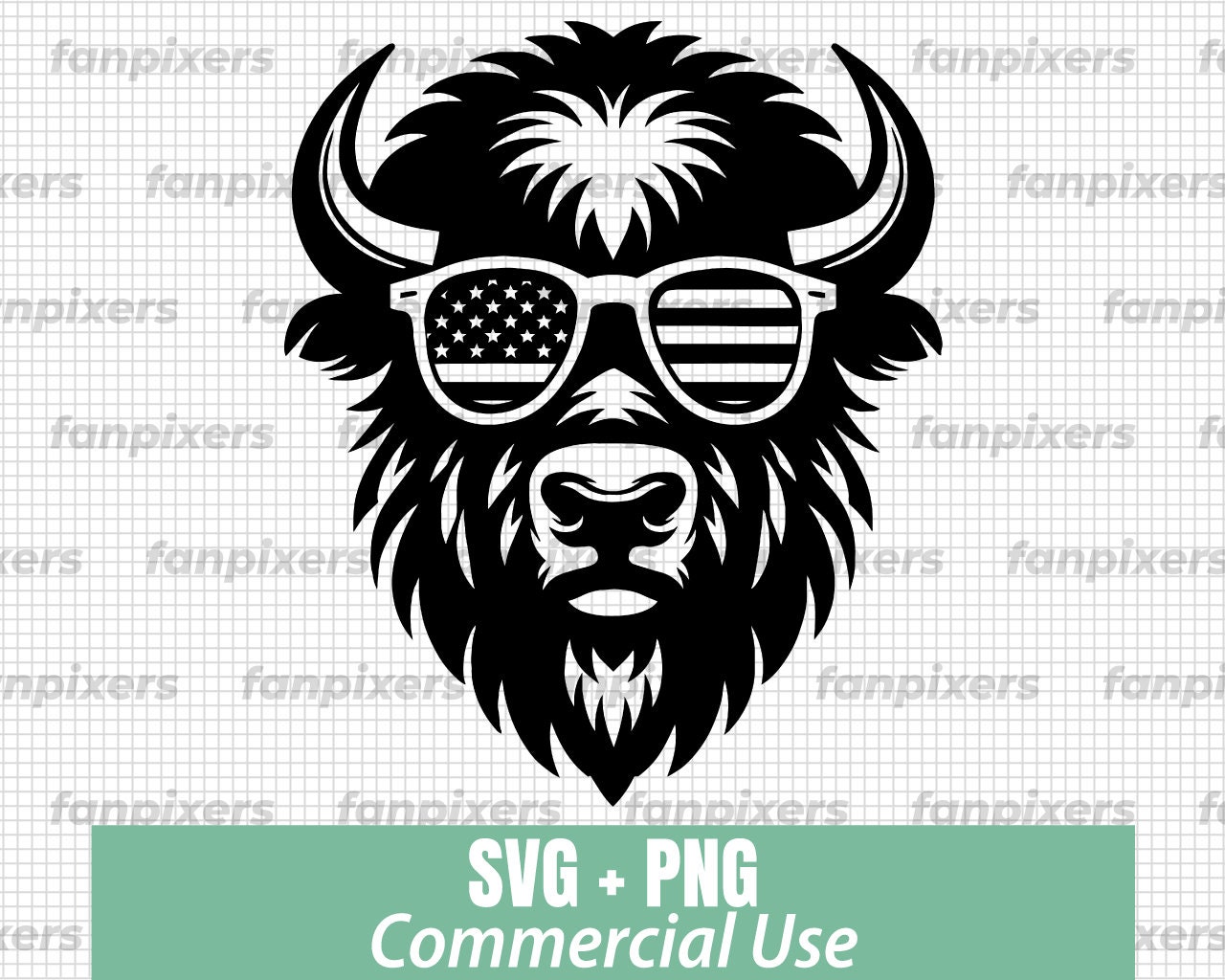 American Bison SVG PNG, Bison Svg, Cute Bison Svg, American Flag Svg ...
