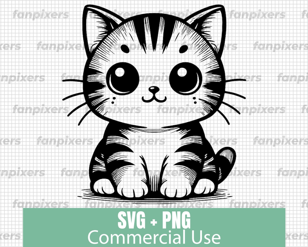 Beautiful Kitten SVG and PNG for Commercial Use. Digital Download for ...