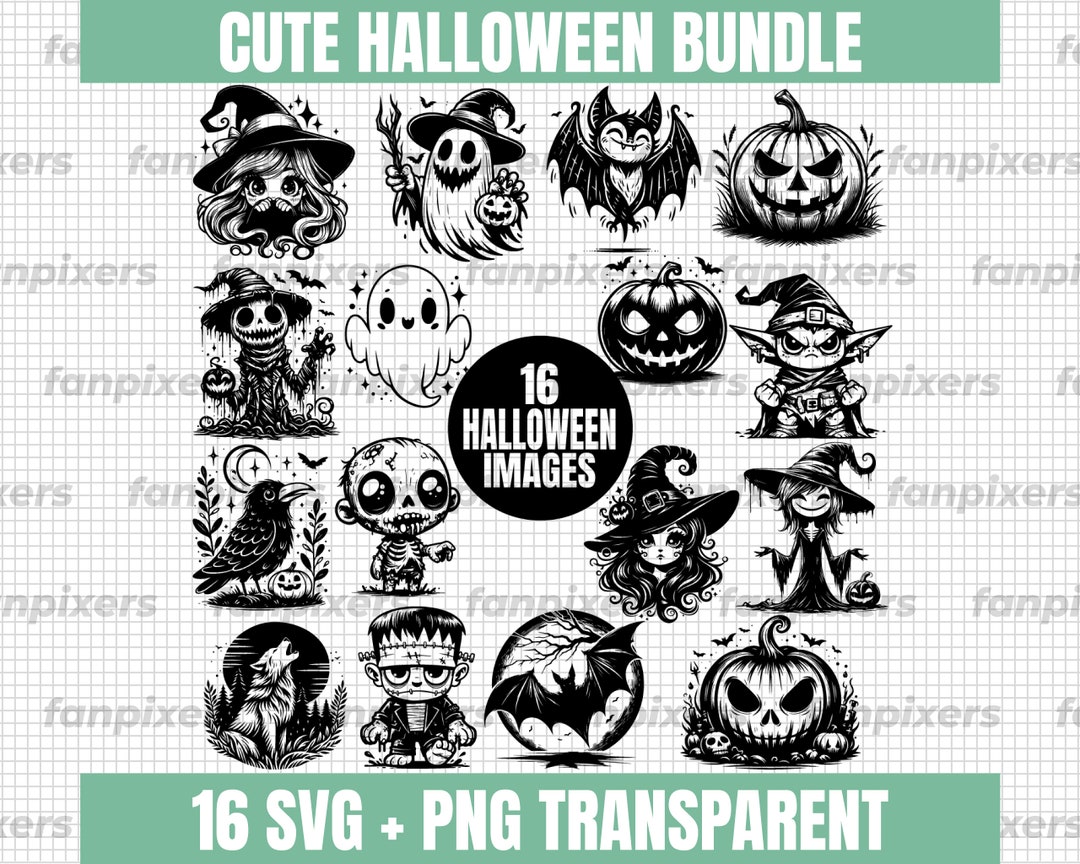 Cute Spooky Halloween SVG BUNDLE. Vector Design Printable.complete Cute ...