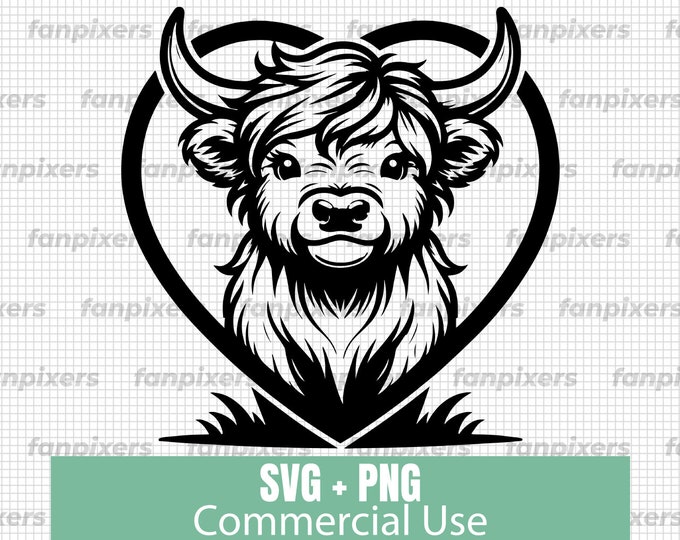 Valentines Highland Cow SVG PNG, Cow Svg, Valentines Day Svg, SVG Files ...
