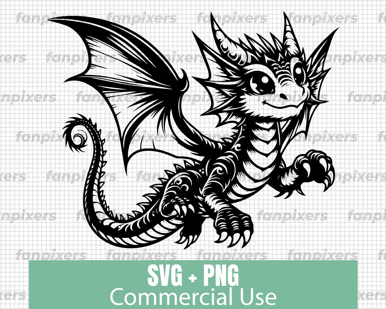 Cute Flying Dragon SVG and PNG, Perfect for Commercial Use, Digital ...