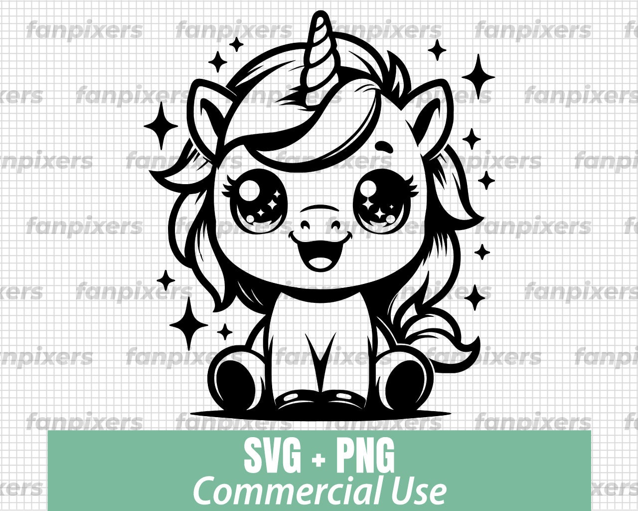Cute Unicorn SVG PNG, Unicorn Clip Art, Unicorn Kawaii SVG, Unicorn Svg ...