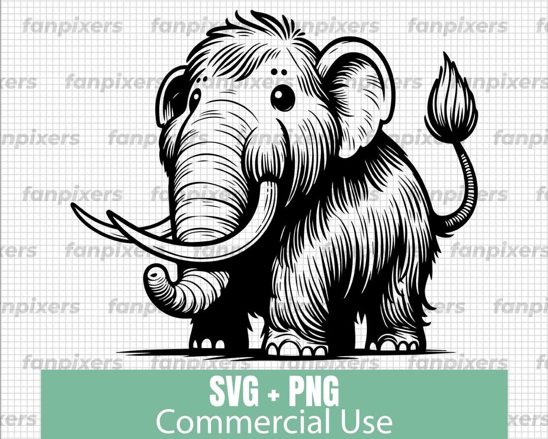Cute Mammoth SVG and PNG, Perfect for Commercial Use. Digital Download ...