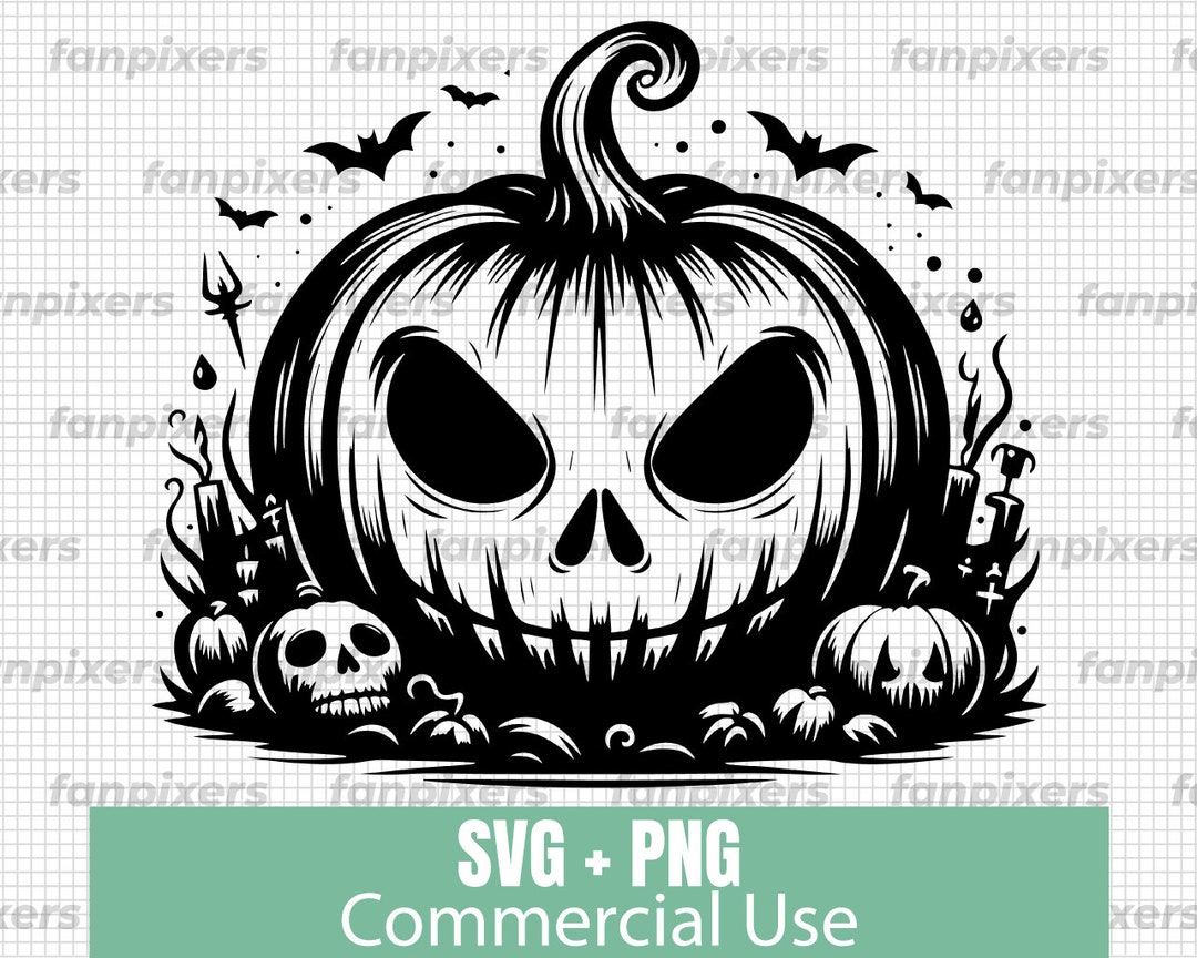 Halloween Jack O'lantern Pumpkin SVG and PNG, Perfect for Commercial ...