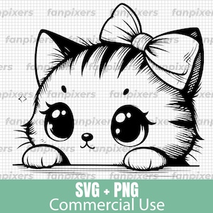 Cute Peeking Kitty SVG and PNG. Perfect for Commercial Use, DIY Crafts ...