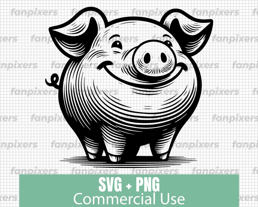 Cute Happy Pig SVG and PNG. Commercial Use, Digital Download, Perfect ...