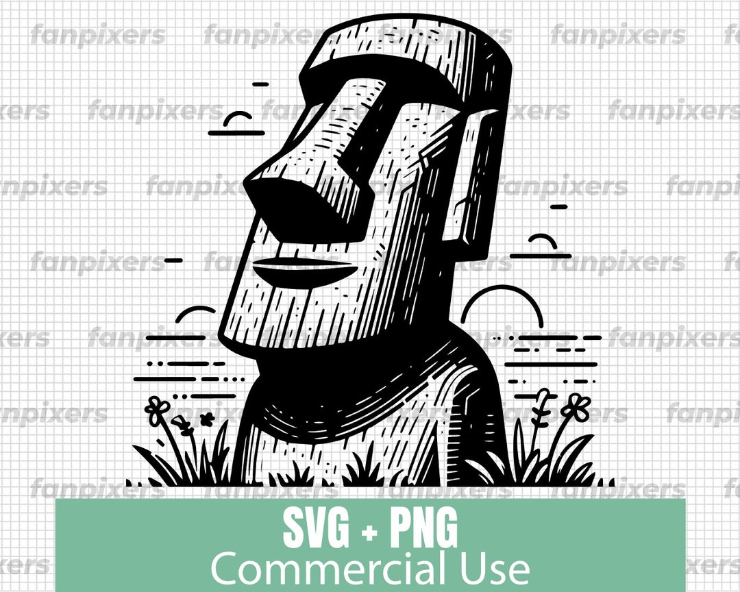Easter Island Moai SVG PNG: Polynesian Statue Clipart (digital Download ...