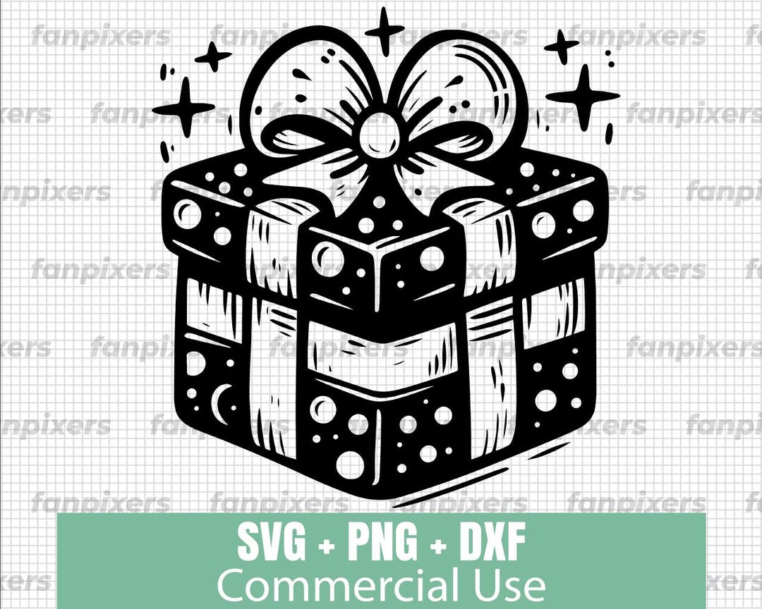 Gift Box SVG: Present With Bow, Commercial Use (digital Download) - Etsy