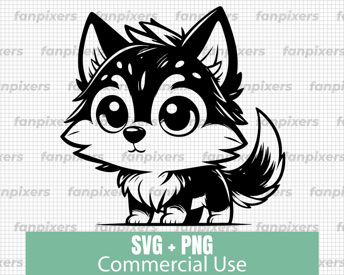 Cute Baby Wolf SVG and PNG, Perfect for Commercial Use, Digital ...