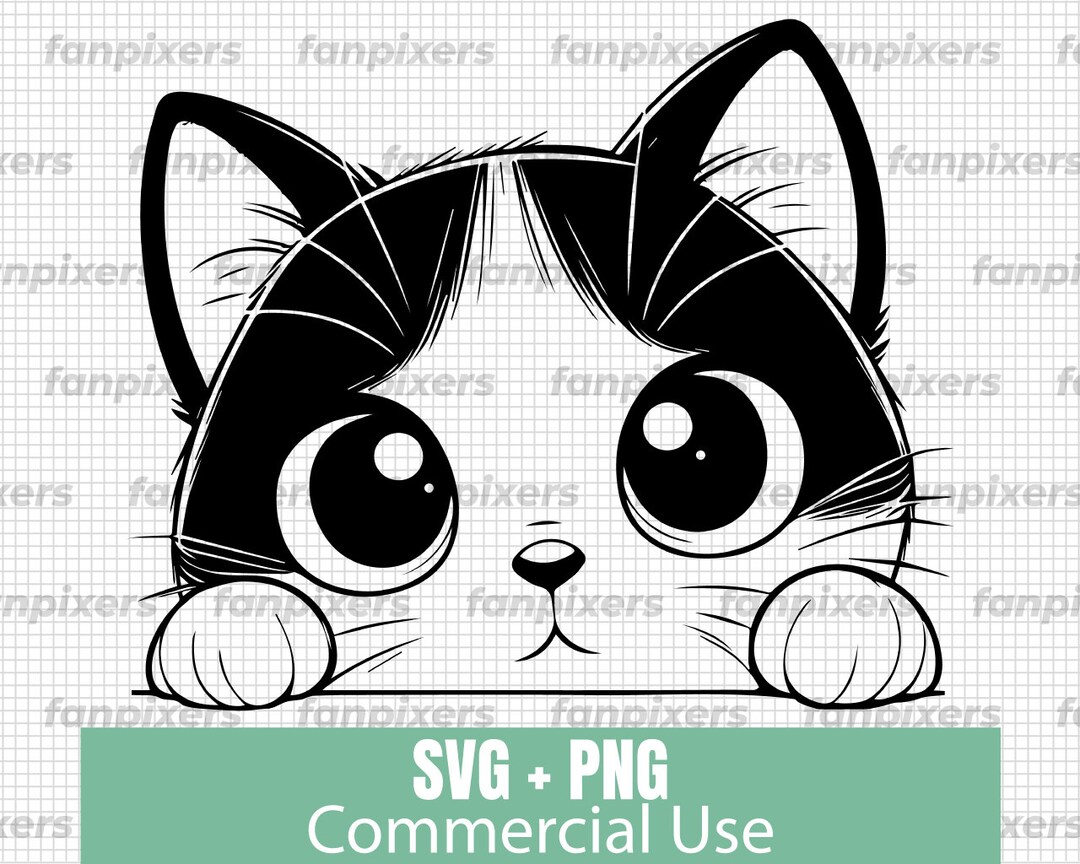 Cute Kitty Peeking SVG and PNG, Files for Cricut, Commercial Use ...