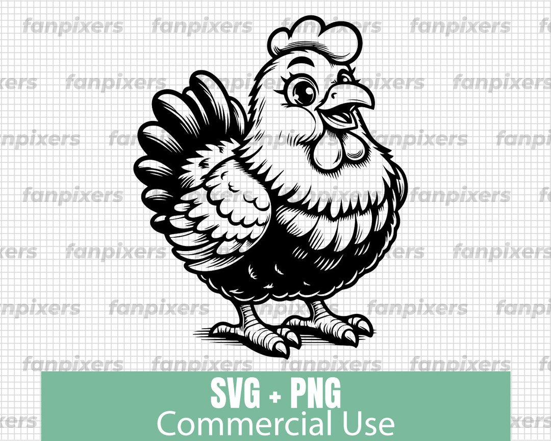 Happy Cute Chicken SVG PNG, Rooster Svg, Farm Animal Svg, Files for ...