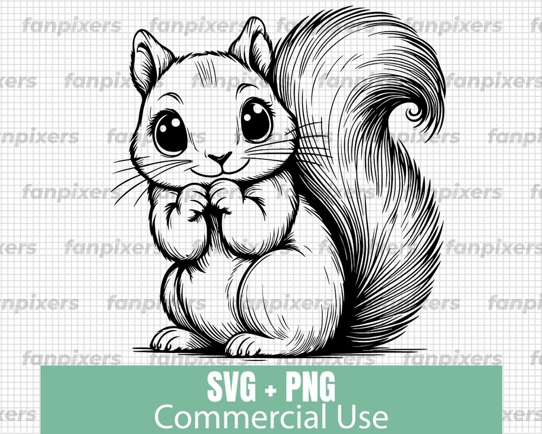 Cute Squirrel SVG and PNG. Perfect for Commercial Use, Digital Download ...
