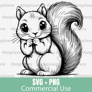 Cute Squirrel SVG and PNG. Perfect for Commercial Use, Digital Download ...