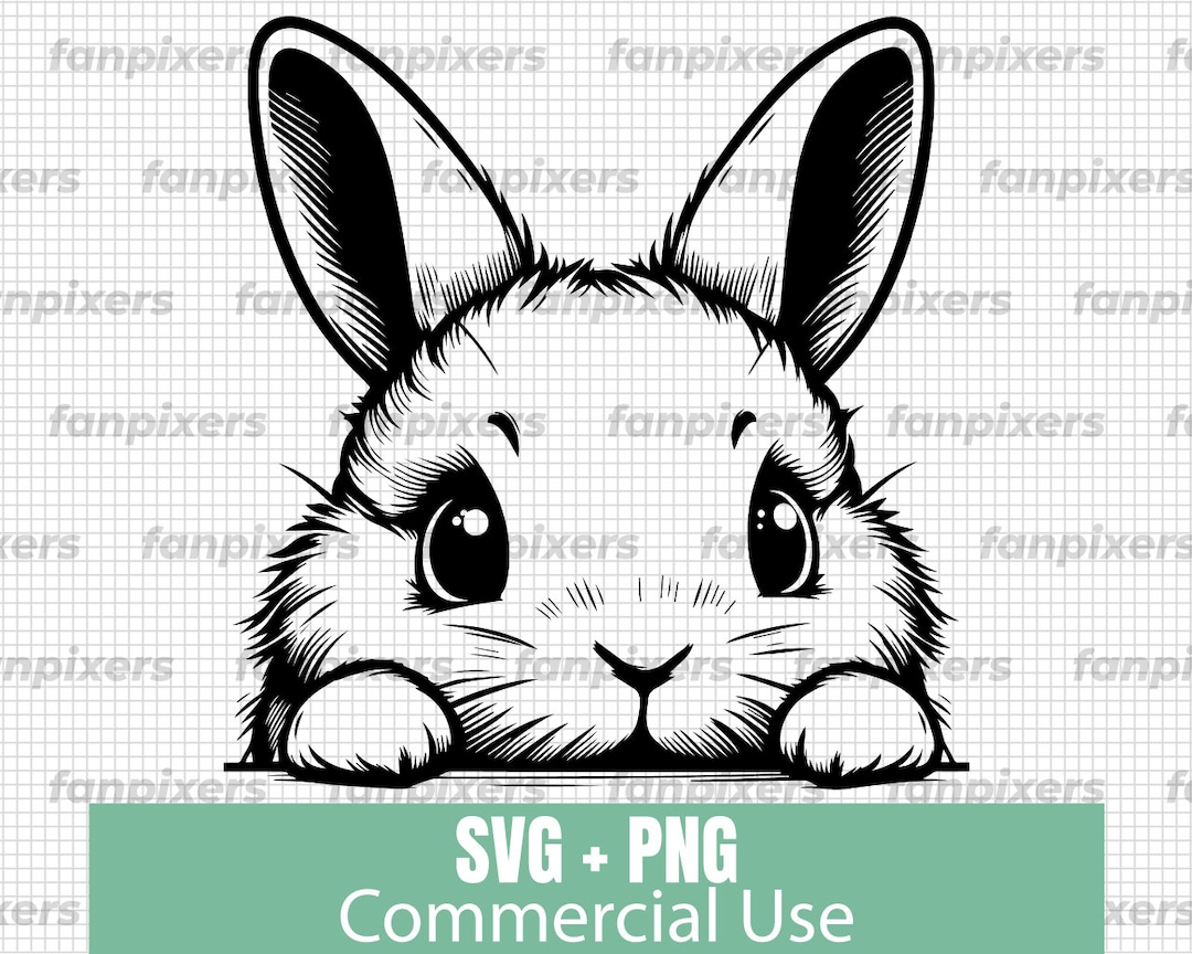Peeking Cute Rabbit SVG & PNG Files, Perfect for Cricut, Digital ...
