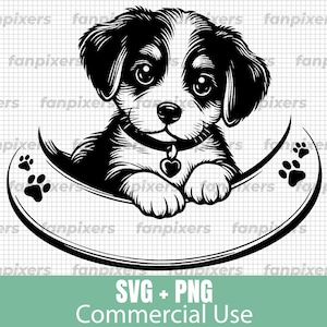 Split Monogram Peeking Cute Dog SVG and PNG, Perfect for Commercial Use ...