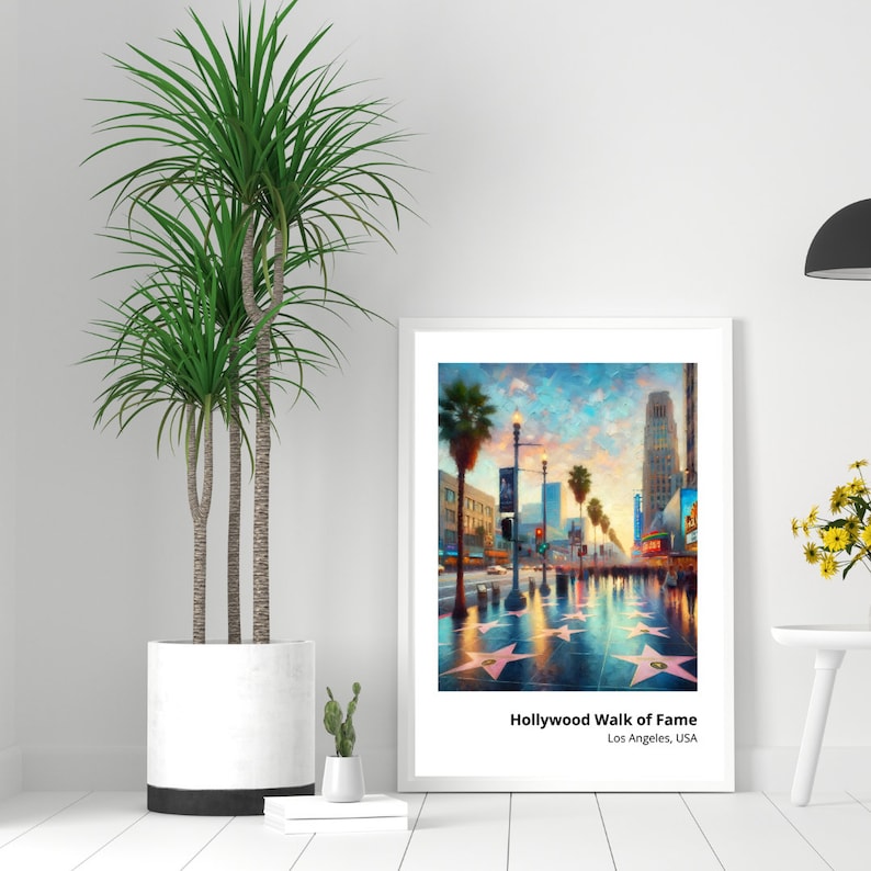 Hollywood Walk of Fame Art Print - Stunning Digital Painting of Los ...