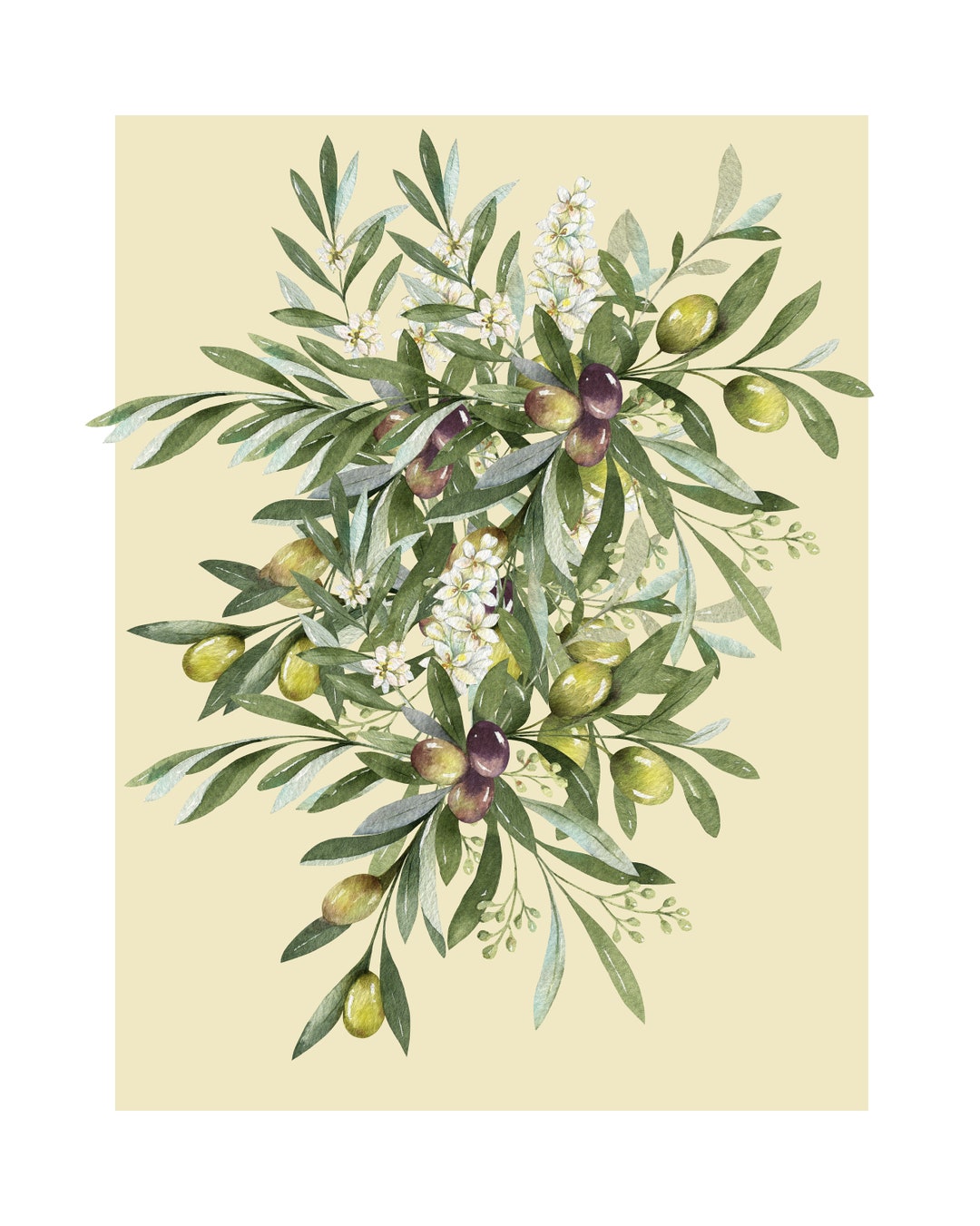 Modern Papyr Olive Branch Poster: Elegant Italian-inspired Digital ...