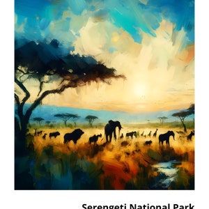 Serengeti National Park Art Print - Stunning Digital Painting of ...