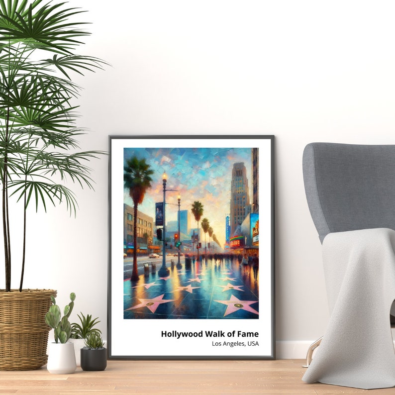Hollywood Walk of Fame Art Print Stunning Digital Painting of Los ...