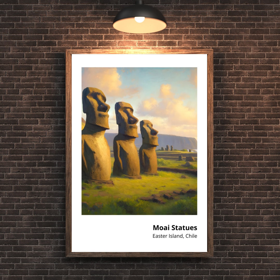 Moai Statues Art Print - Stunning Digital Painting of Iconic Easter ...