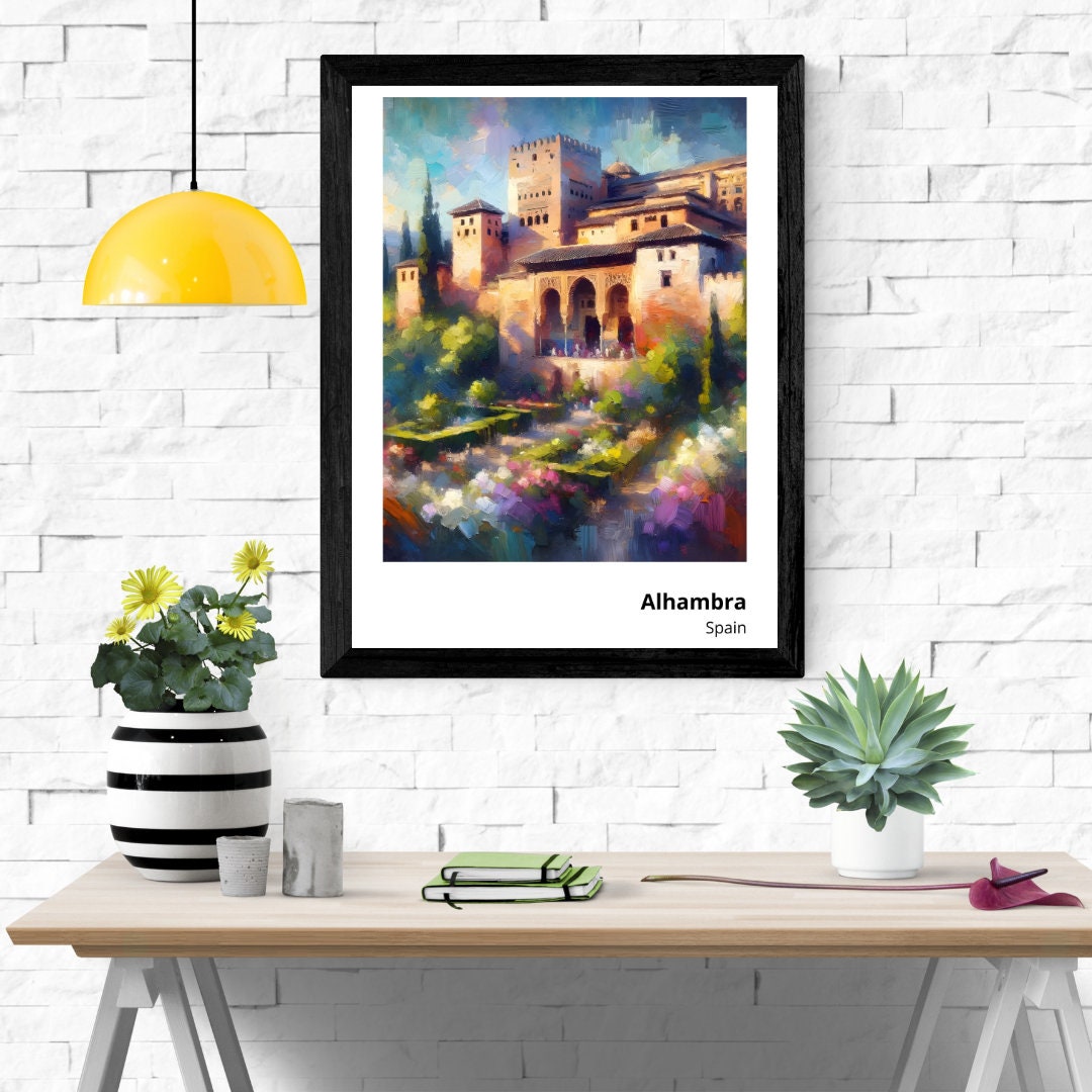 Alhambra Art Print - Breathtaking Digital Painting of Spanish Palace ...