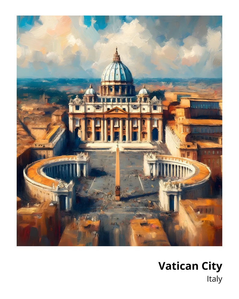 Vatican City Art Print - Stunning Digital Painting of St. Peter's ...