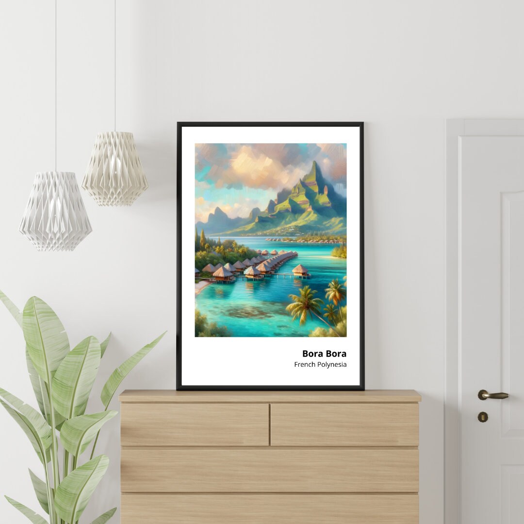 Bora Bora Art Print - Stunning Digital Painting of French Polynesian ...