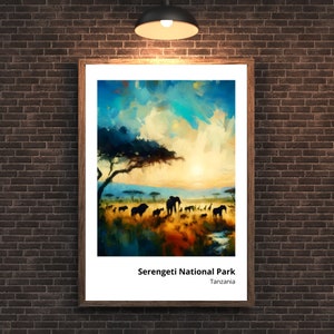 Serengeti National Park Art Print - Stunning Digital Painting of ...
