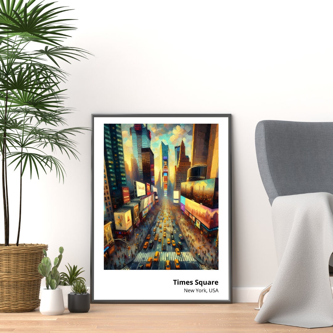 Times Square Art Print - Vibrant Digital Painting of New York's Iconic ...