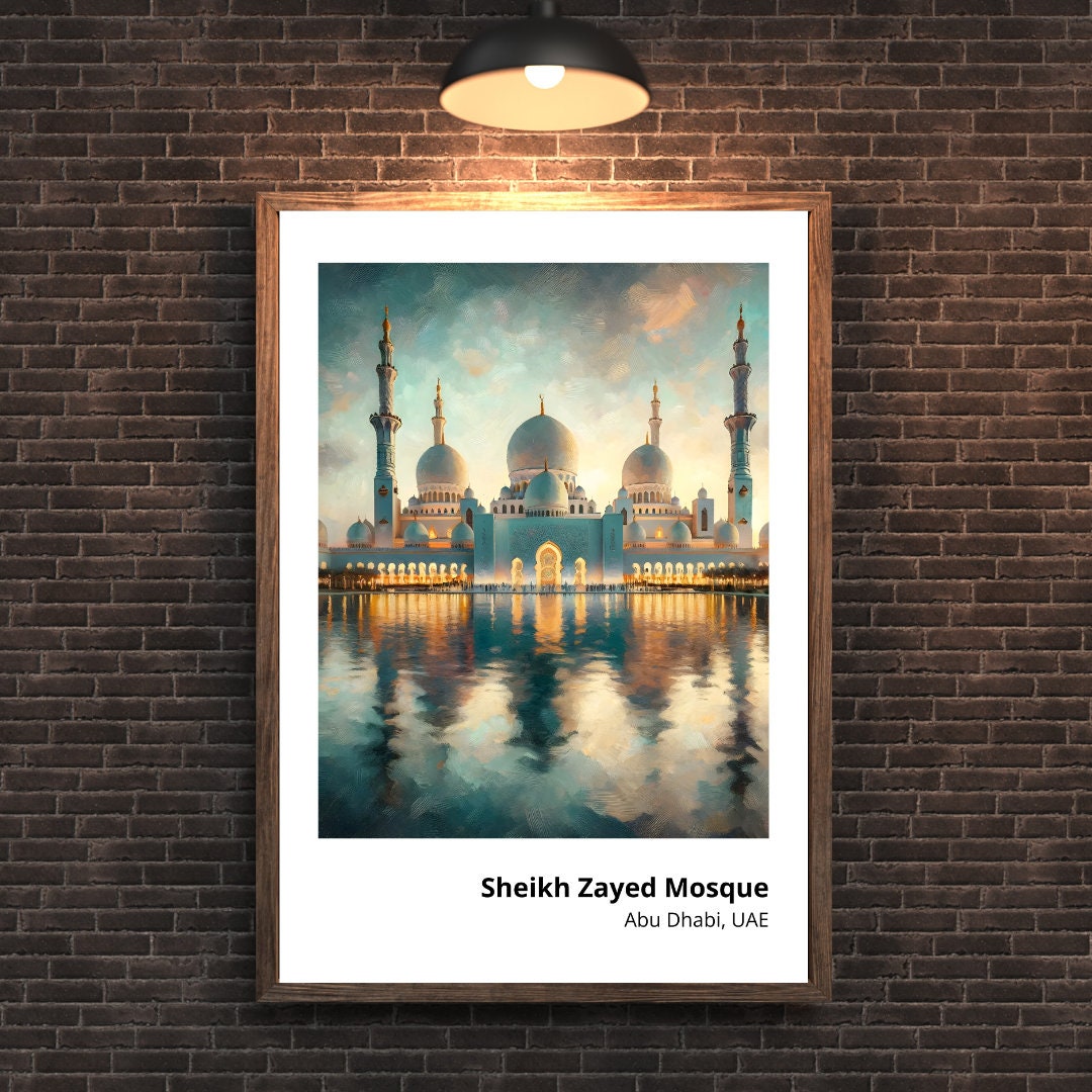Sheikh Zayed Mosque Art Print - Stunning Digital Painting of Abu Dhabi ...