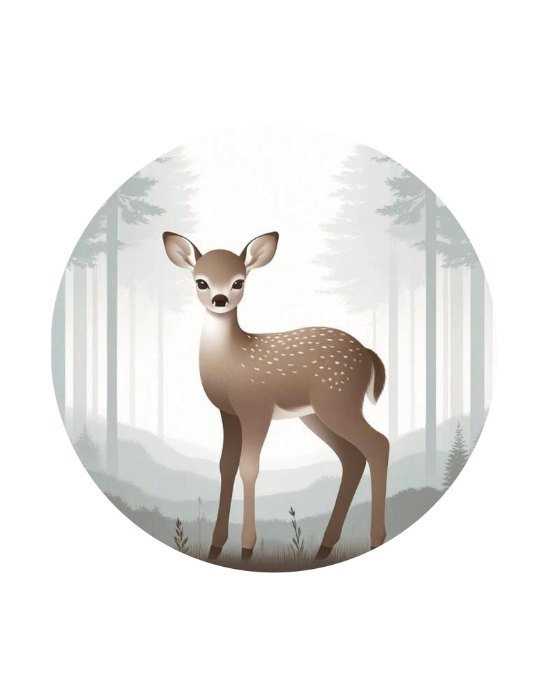 Enchanted Forest Fawn Art Print - Gentle Deer in Misty Woods, Serene ...