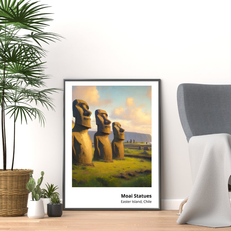 Moai Statues Art Print - Stunning Digital Painting of Iconic Easter ...