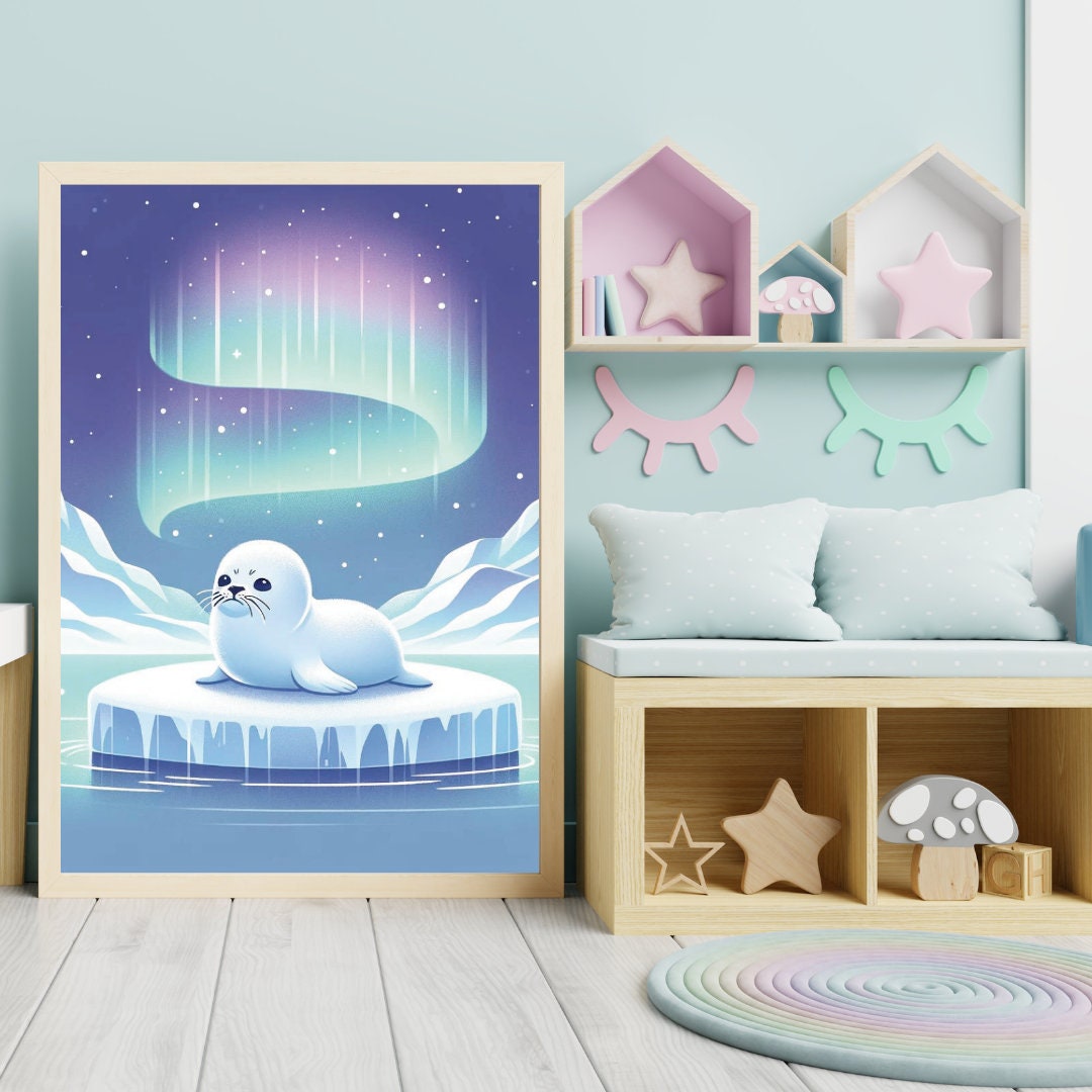 Aurora Seal Serenade Art Print Mesmerizing Northern Lights Seal ...
