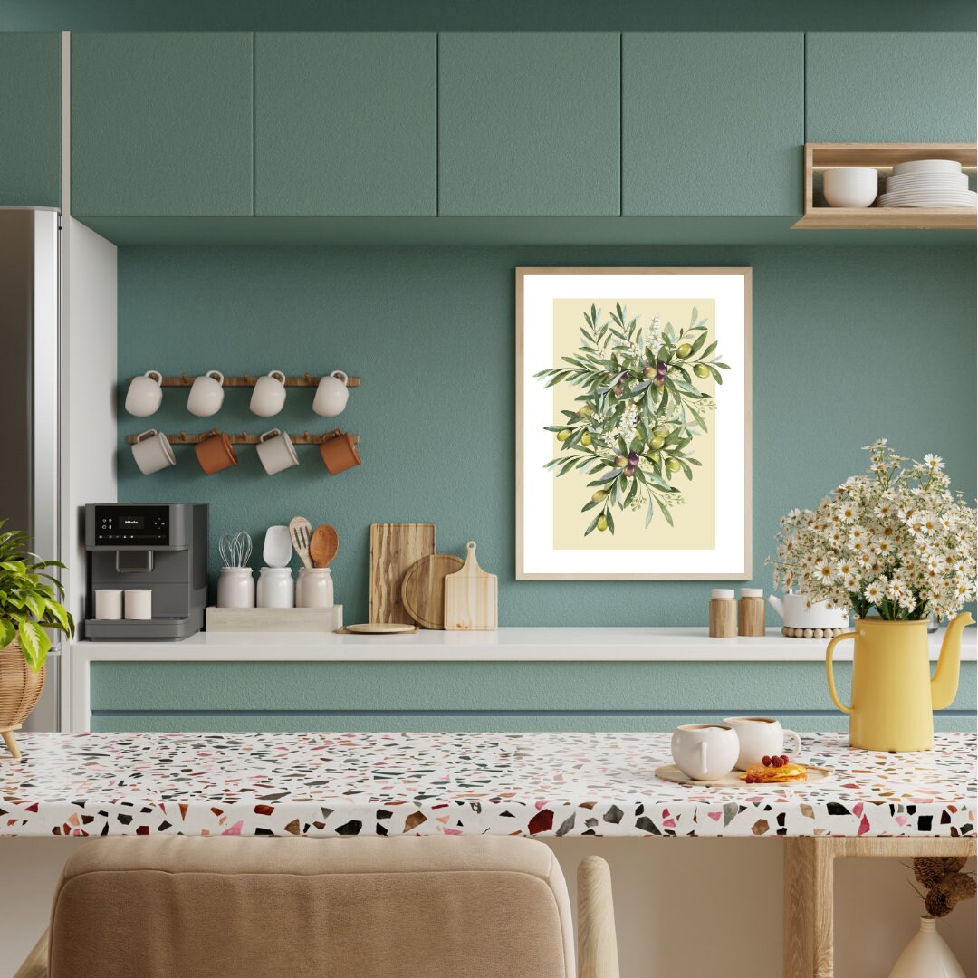 Modern Papyr Olive Branch Poster: Elegant Italian-inspired Digital ...