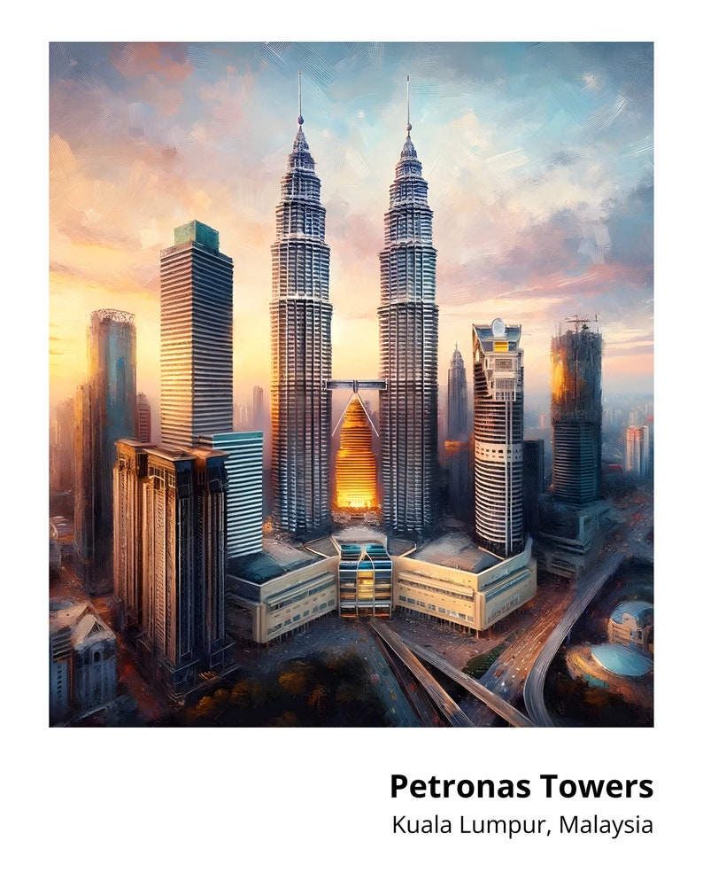 Petronas Towers Art Print Iconic Digital Painting of Kuala Lumpur's ...