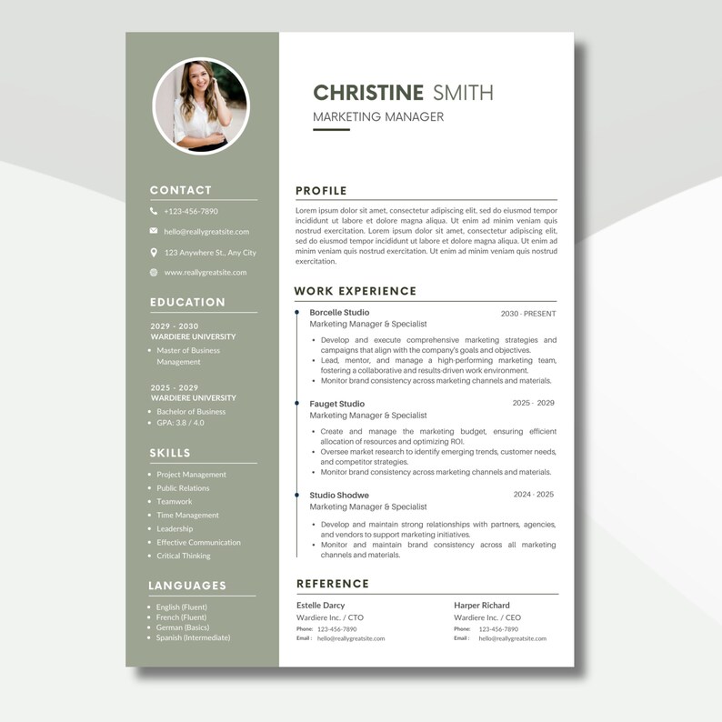 Resume Template, Modern Resume Template With Photo, Resume Template ...